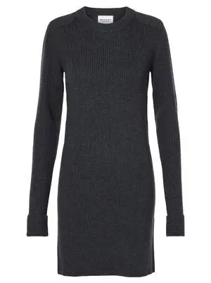MARANT ETOILE Garner Ribbed-knit Wool-blend Midi Dress - Grey