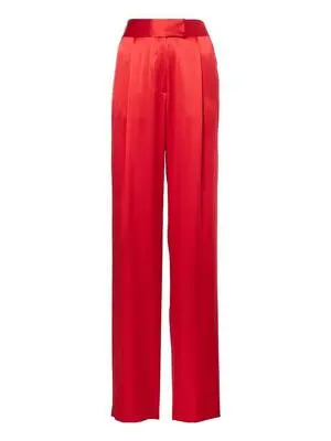 THE SEI The Sei High-Rise Silk Satin Wide-Leg Trousers Red