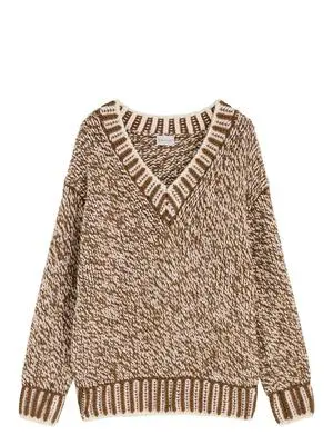 Moncler Ribbed V-neck Jumper - Brown