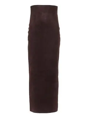 Khaite Loxley Suede Pencil Skirt - Brown