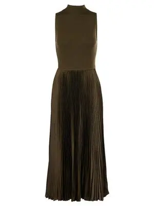Polo Ralph Lauren Knitted Plissé Midi Dress - Green
