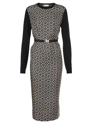Tory Burch Belted Wool Midi Dress - Black