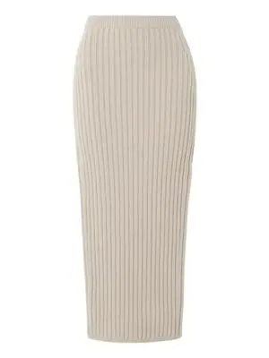 Max Mara Ribbed Wool-blend Maxi Skirt - Neutrals