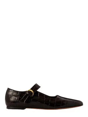 EMME PARSONS Tramonto Croc-effect Leather Mary Jane Ballet Flats - Brown