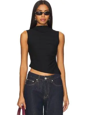 THE LINE BY K Sleeveless Mock Neck Top - Black
