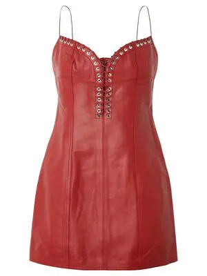 LUDOVIC DE SAINT SERNIN Kim Leather Mini Dress - Red