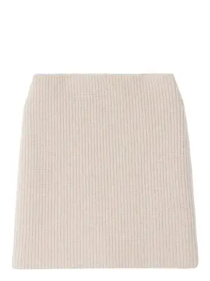 LIBEROWE Ribbed Cashmere Mini Skirt - Neutrals