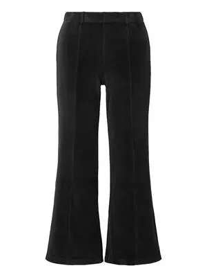 Suzie Kondi Fili Cropped Cotton-blend Velour Flared Pants - Black