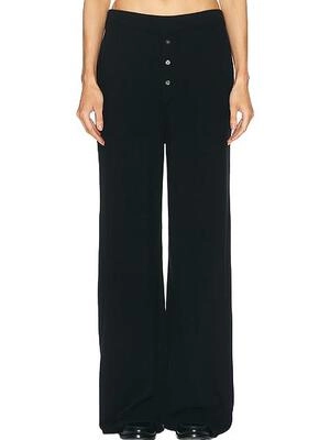 Guest In Residence Wide Leg Cashmere Trousers - Black