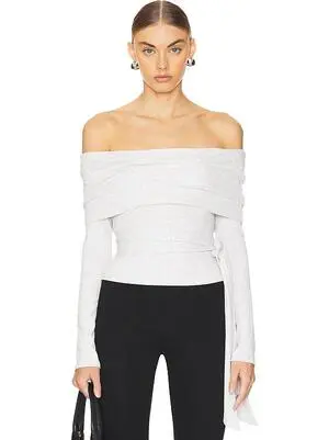 MORE TO COME Jani Off Shoulder Top - Light Grey