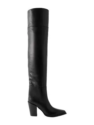 JIMMY CHOO Cece 80 Over-the-knee Leather Boots - Black