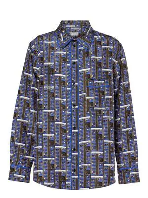 Burberry Silk Shirt With Knight Ip Pattern - Multicoloured