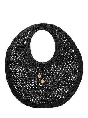 Jacquemus Spiaggia Raffia Shoulder Bag - Black