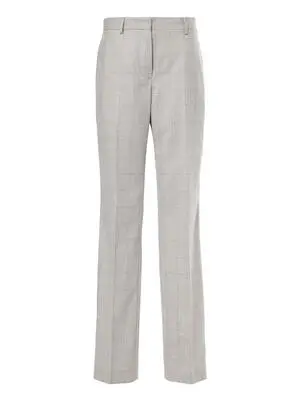 Dries Van Noten Checked Wool Straight Pants - Grey