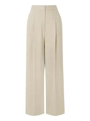 Loulou De Saison Juno Pleated Wool-blend Wide-leg Trousers - Neutrals