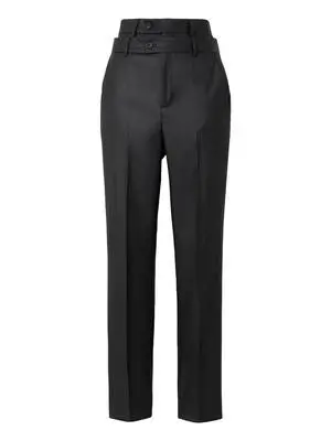 BETTTER Wool-blend Straight-leg Trousers With Double Waistband - Black