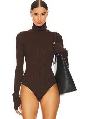 HELSA Edita Turtleneck Bodysuit - Chocolate