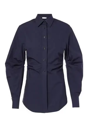 VICTORIA BECKHAM Victoria Beckham Gathered Cotton-Blend Shirt
