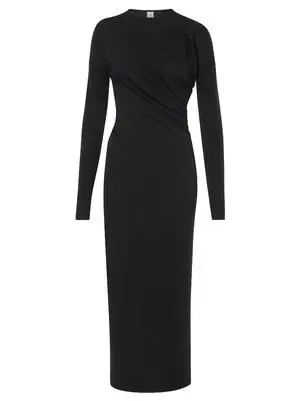 TOTEME Asymmetric Jersey Midi Dress - Black