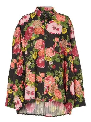 Junya Watanabe Pleated Floral Shirt - Black
