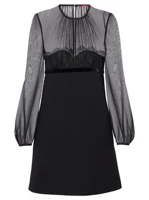 Max Mara Jader Sable And Silk Georgette Minidress - Black