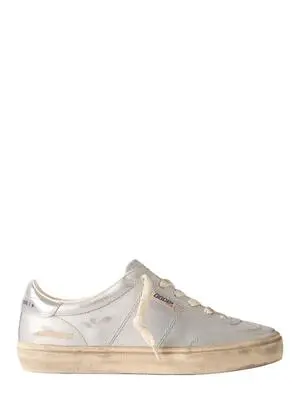GOLDEN GOOSE Golden Goose Distressed Metallic Leather Sneakers Gray