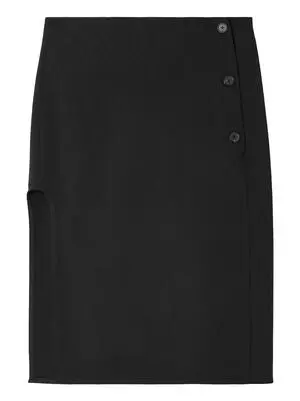 COURREGES Courrèges Wool-blend Crepe Midi Skirt - Black