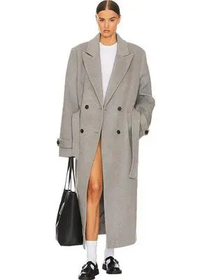 HELSA Bold Shoulder Long Coat - Grey