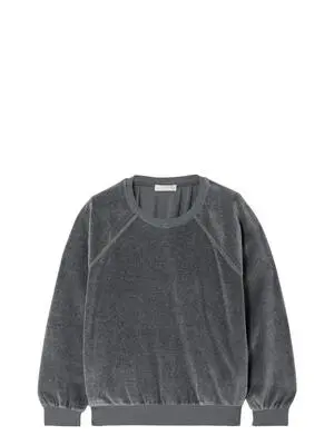 Suzie Kondi Cotton-blend Velour Raglan Sweater - Gray