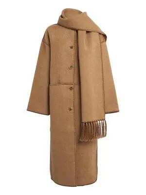 TOTEME Toteme Wool-Blend Scarf Coat Brown