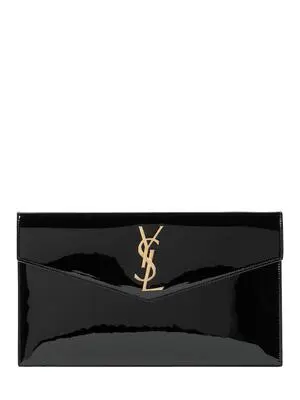 Saint Laurent Uptown Patent Leather Clutch - Black