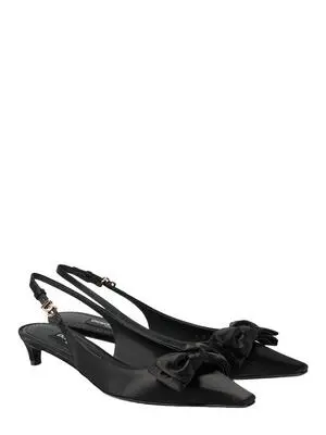 DOLCE & GABBANA Dolce&Gabbana Black Satin Slingback Pumps With Bow Detailing