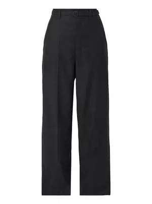 LEMAIRE Belted Pleated Cashmere-blend Tapered Trousers - Gray