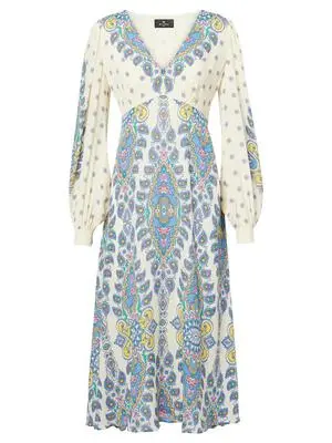 Etro Paisley Crepe De Chine Midi Dress - Multicoloured