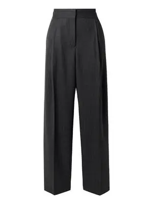 Christopher Esber Pleated Pinstriped Twill Straight-leg Trousers - Gray