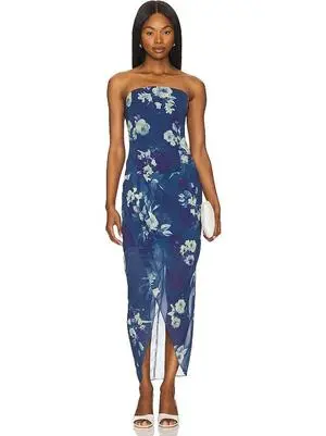 Amanda Uprichard Lotus Floral Chiffon Maxi Dress - Royal