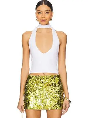 Superdown Superdown Halterneck Top With Draped Fabric White