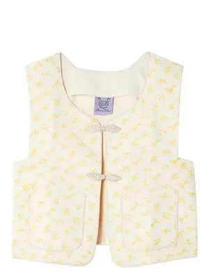 Thierry Colson Alois Quilted Printed Cotton-voile Vest - Yellow