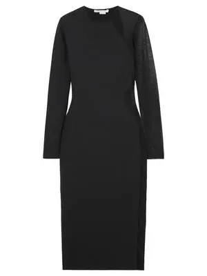 Stella McCartney Mesh Panelled Ponte Midi Dress - Black