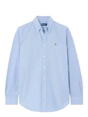 Polo Ralph Lauren Embroidered Cotton-blend Oxford Shirt - Blue