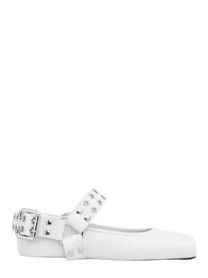 Alaïa ALAÏA Biker Leather Ballet Flats White