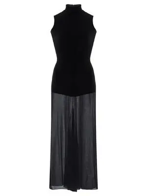Burc Akyol Sleeveless High Neck Maxi Dress With Sheer Skirt - Black