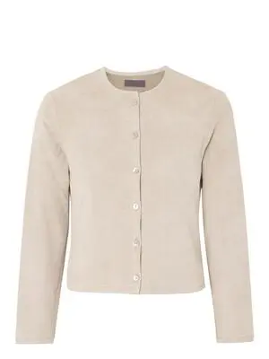 Stouls Astrid Cropped Suede Cardigan - Neutrals