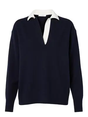 Vince Wool And Cashmere-blend Polo Sweater - Blue