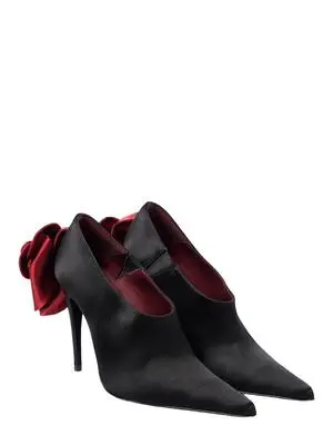 Magda Butrym Floral Appliqué Satin Pumps - Black
