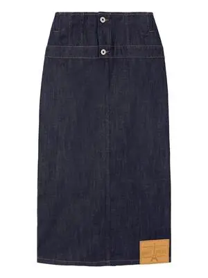 JEAN PAUL GAULTIER Topstitched Denim Midi Skirt - Blue
