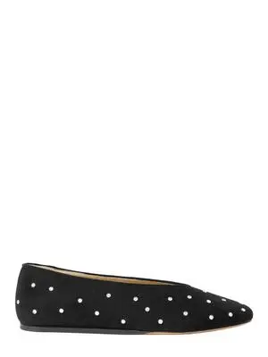 Le Monde Beryl Regency Crystal-embellished Suede Ballet Flats - Black