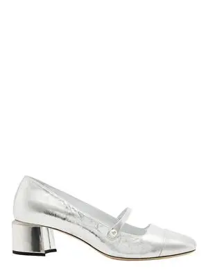 JIMMY CHOO Elisa 45 Metallic Leather Pumps - Silver