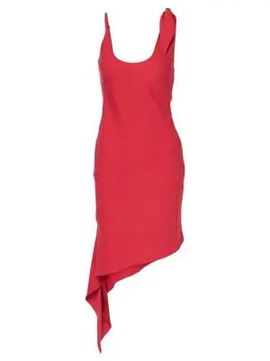 COURREGES Asymmetrical Scarf Detail Mini Dress In Ruby - Red