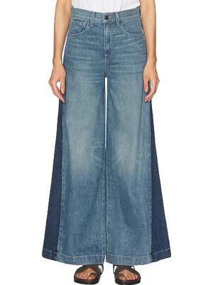 NILI LOTAN NILI LOTAN Ebony Wide Leg Jeans - Blue Denim Patchwork Blue Denim Patchwork